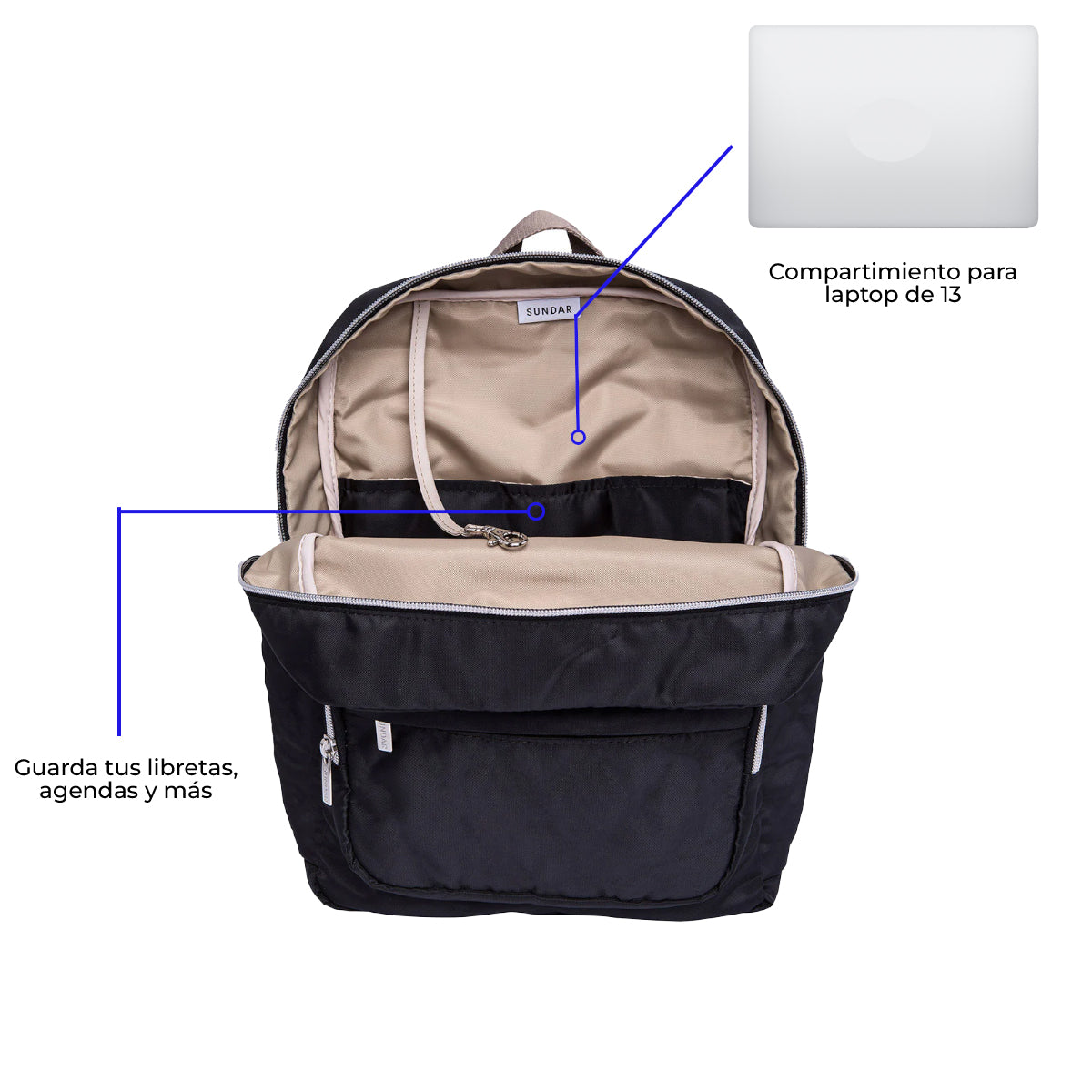 Backpack Grande Negra – Sundar Oficial